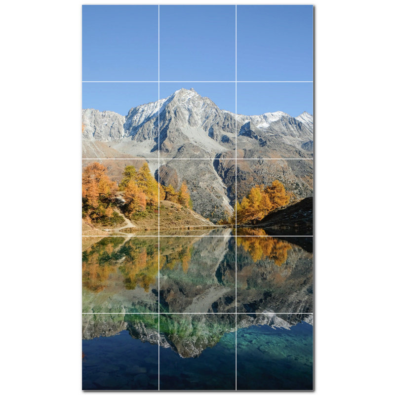 Picture-Tiles.com Mountains Photo 8'' x 8'' Satin Ceramic Decorative Mural | Wayfair